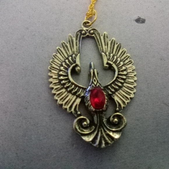 Accessories | Gold Plated Red Crystal Phoenix Bird Necklace | Poshmark